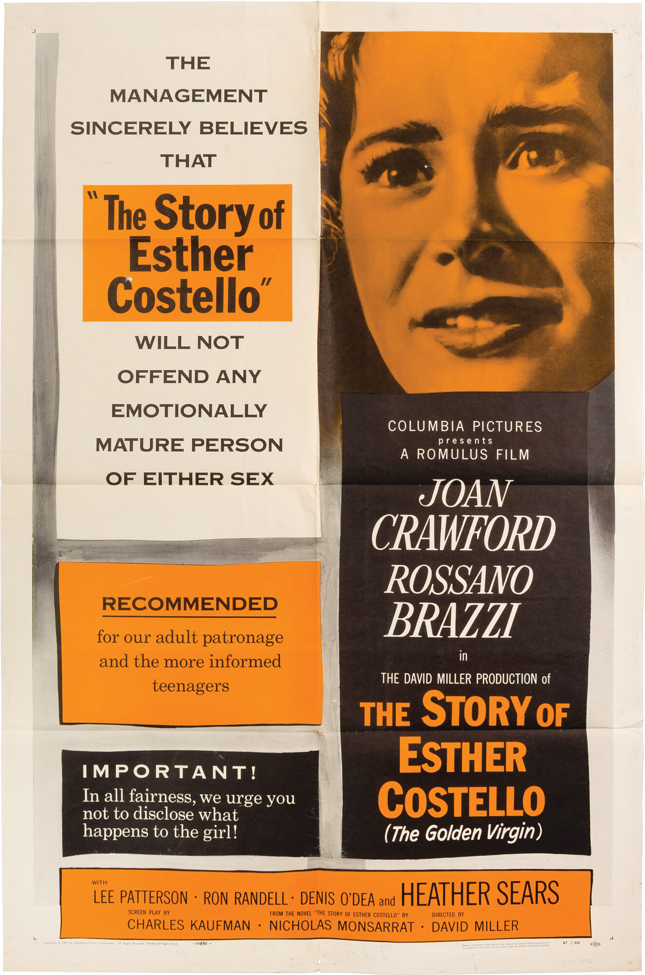 The Story of Esther Costello | Rossano Brazzi Joan Crawford, Heather ...